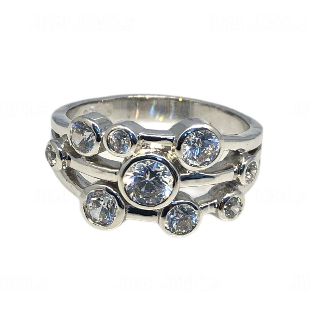 Raindance Art Deco Moissanite Engagement Ring, 14k White Gold Finish ...