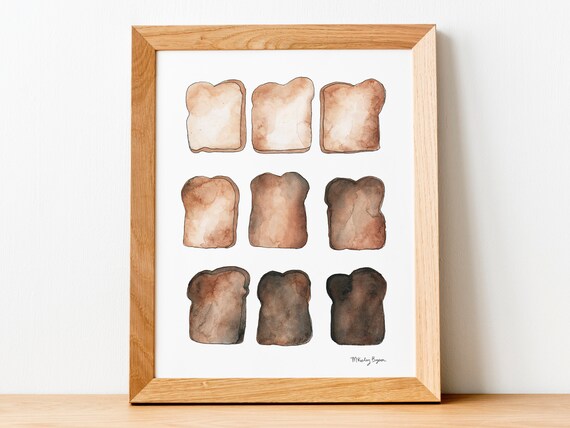 Toast Watercolor Art Print Wall Art Kitchen Decor Food Art | Etsy