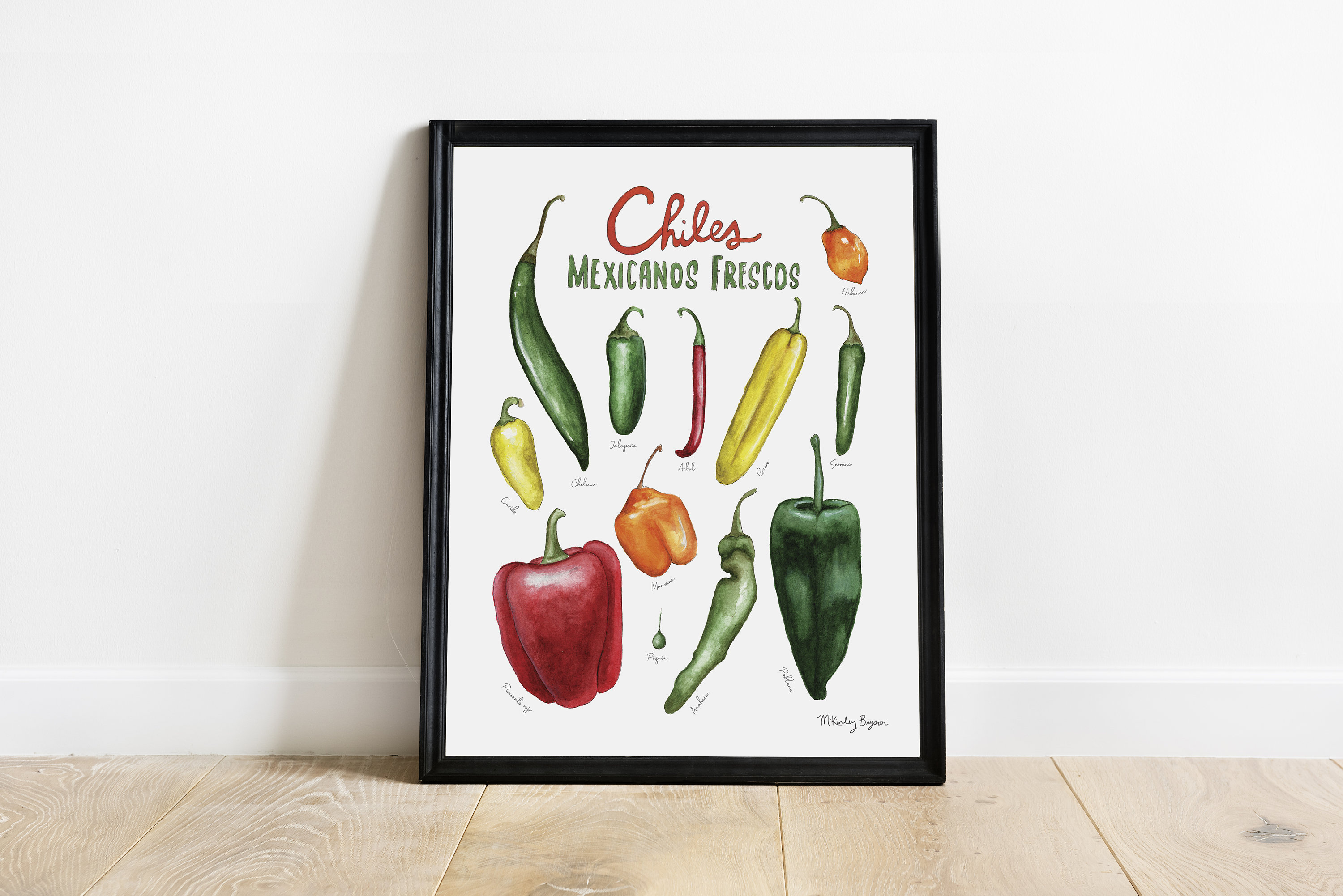 Chiles Watercolor Art Print, Chiles Painting, Chili Painting, Hot ...