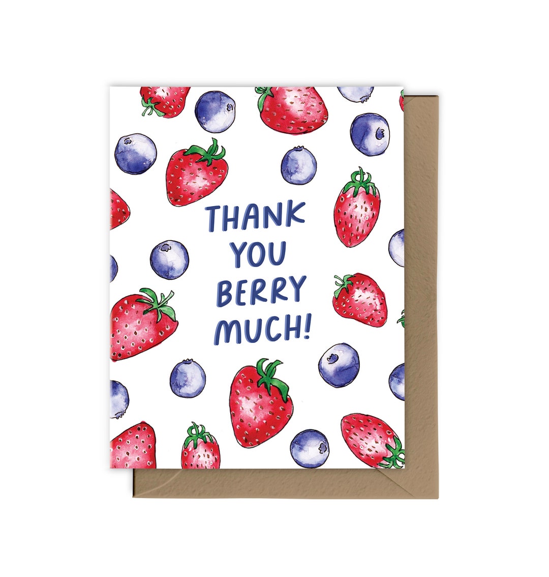 Thank You Berry Much Card Thank You Card Food Pun Punny Etsy
