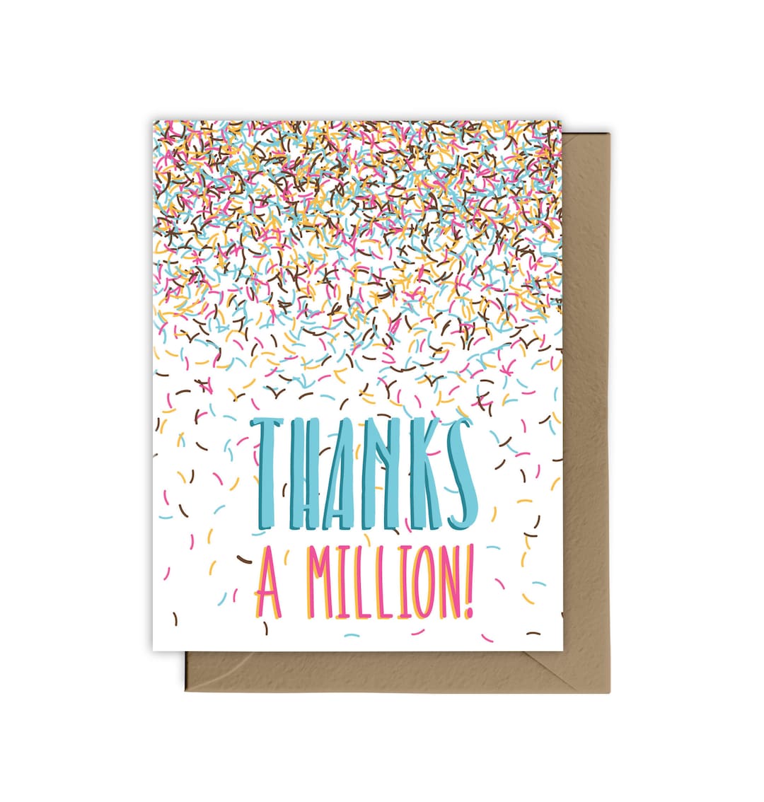 Thanks a Million Card, Thank You Card, Sprinkles - Etsy