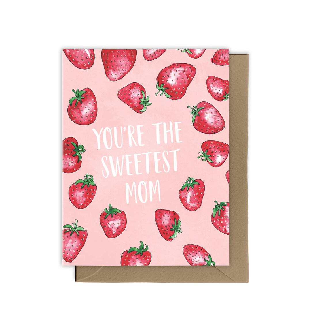 Sweetest Mom Card, Mother's Day Card, Strawberry Card, Gifts for Mom ...