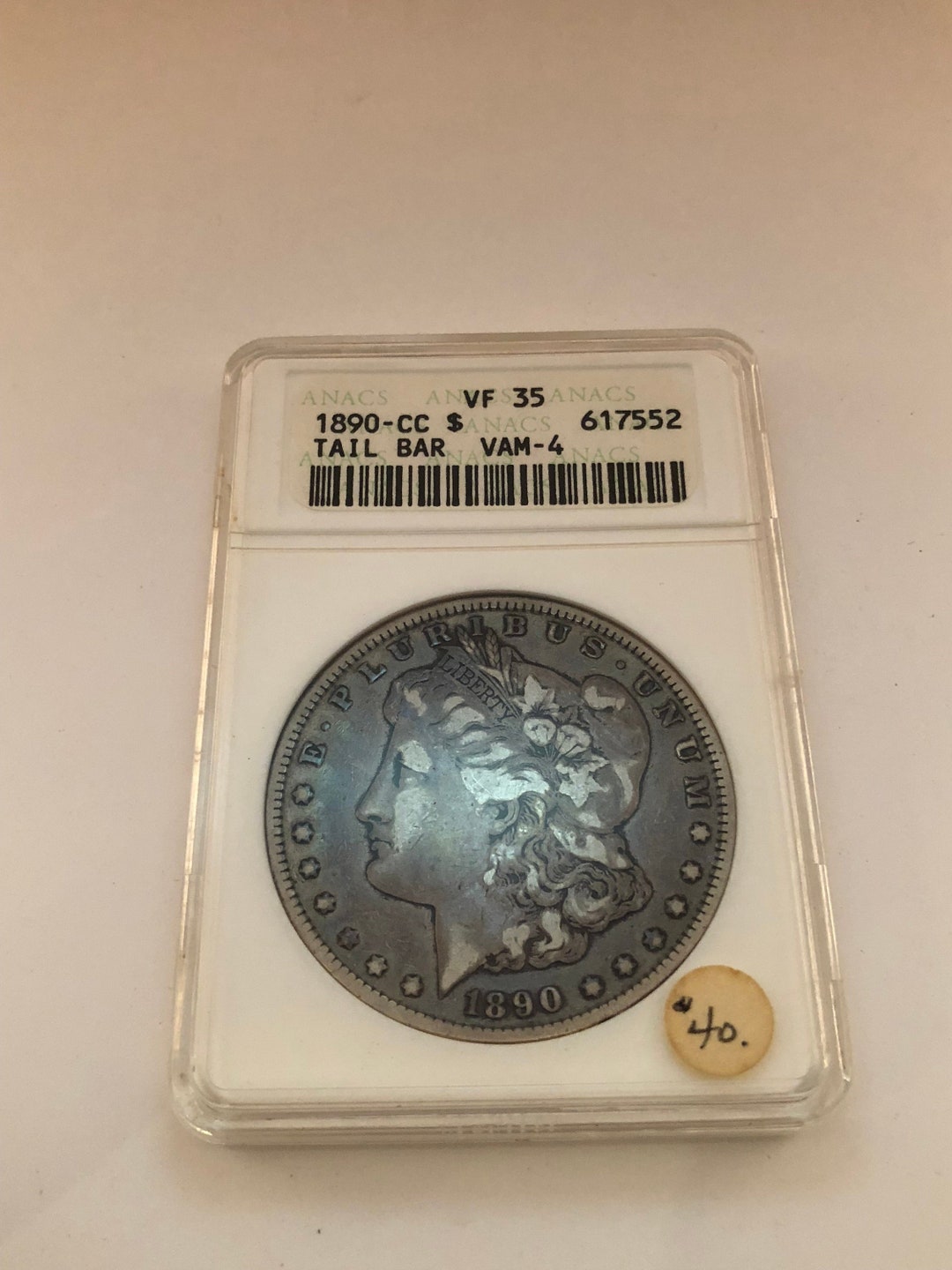 1890-CC Tail Bar Morgan Silver Dollar Graded by ANACS VF35 - Etsy