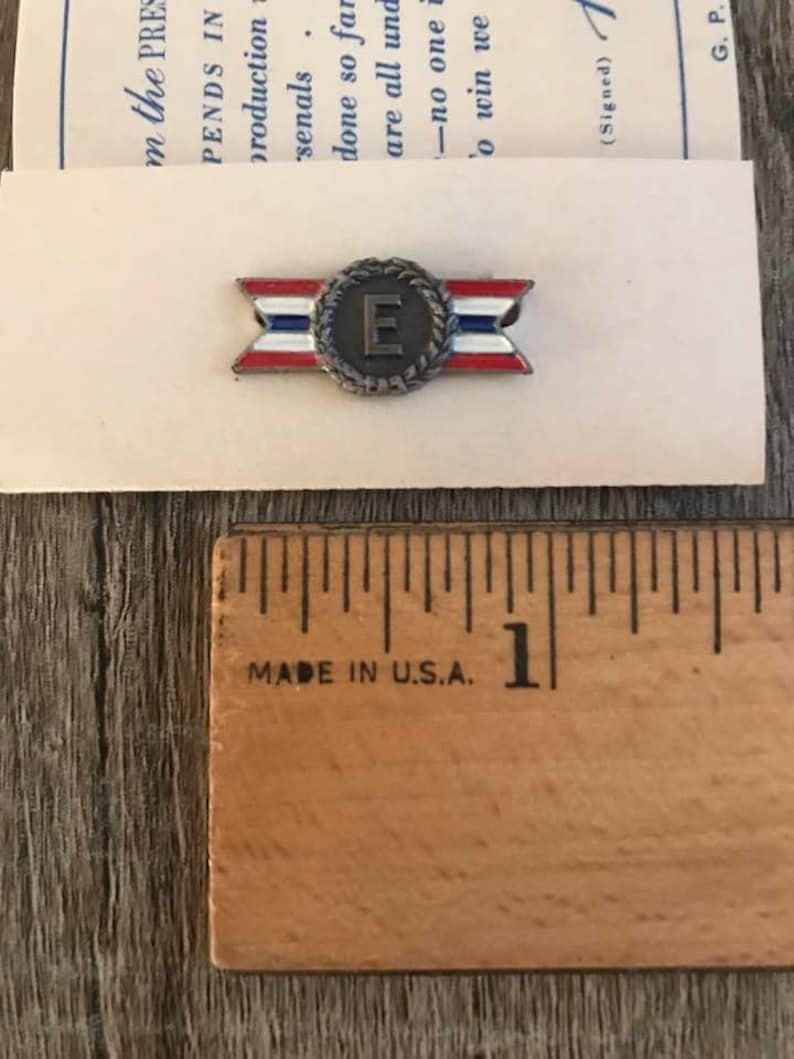 Vintage Sterling Silver E Production Pin on Original Card Pkg. From 40 ...