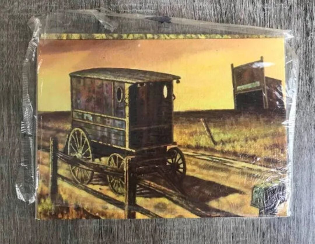 Vintage Art Lithograph Old West Stage Coach and Hotel Set of 2 Litho in ...