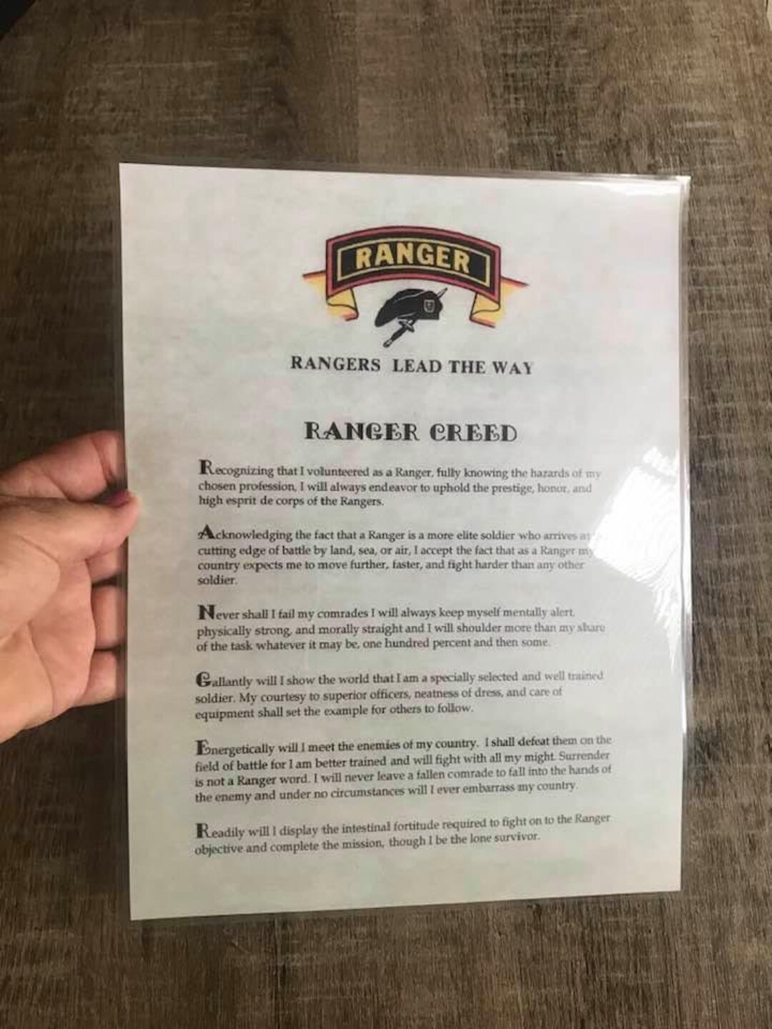 Laminated RANGER CREED Rangers Lead the Way - Etsy