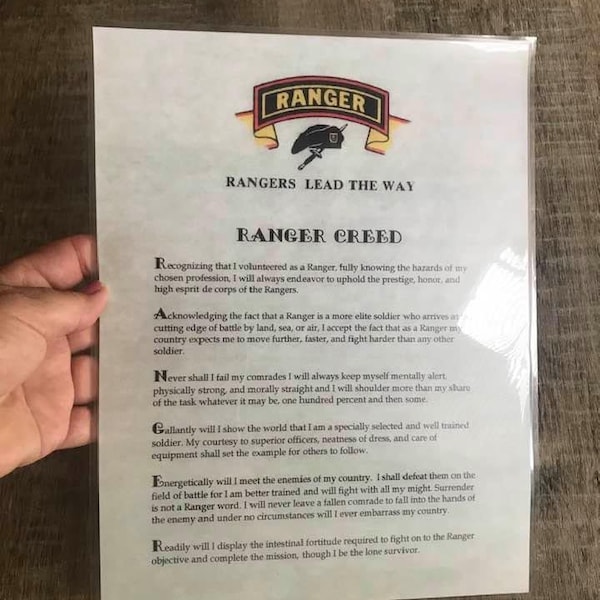 Army Rangers Creed - Etsy