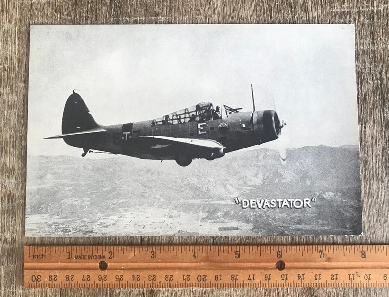 Vintage DEVASTATOR Aircraft Photo Douglas TBD ID Card Fighter Plane ...