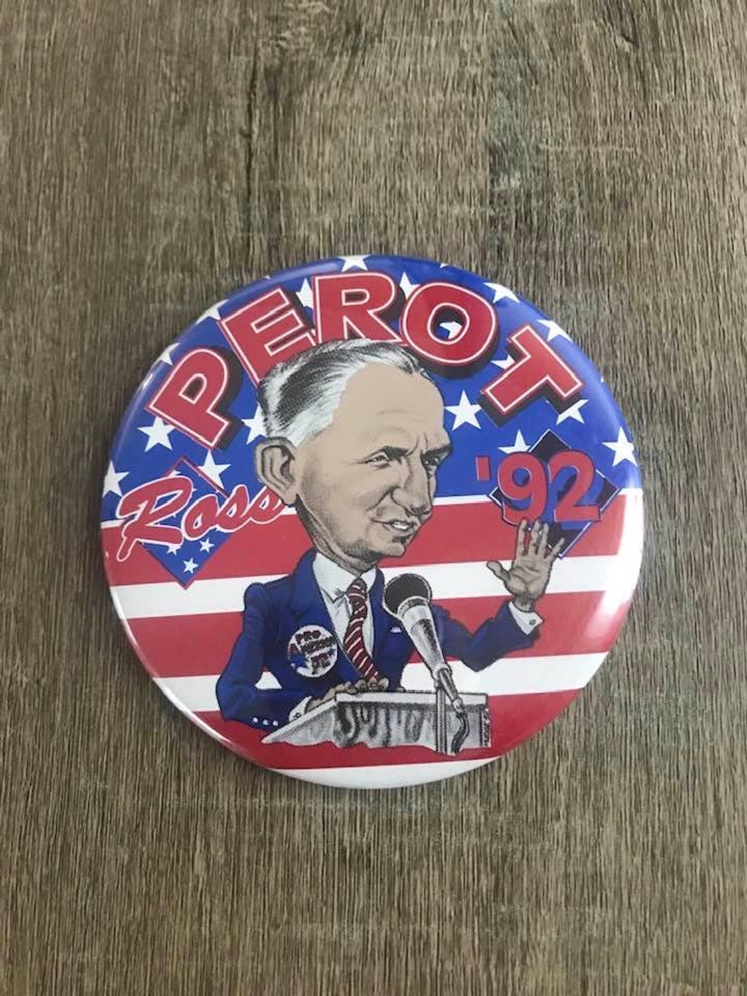 Vintage Ross Perot '92 Caricature Presidential Campaign Pin Button - Etsy