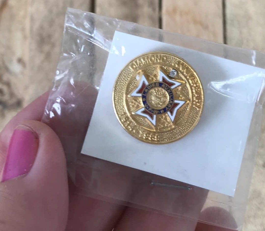 Vintage Ladies Auxiliary VFW Pin Diamond Anniversary 1989 in Original ...