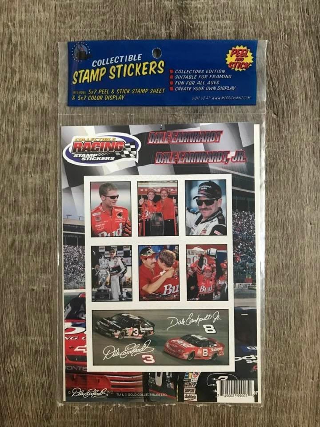 2 Dale Earnhardt Sr. and Jr. Stamp Sticker Sheet 5x7 Vintage From 90's ...