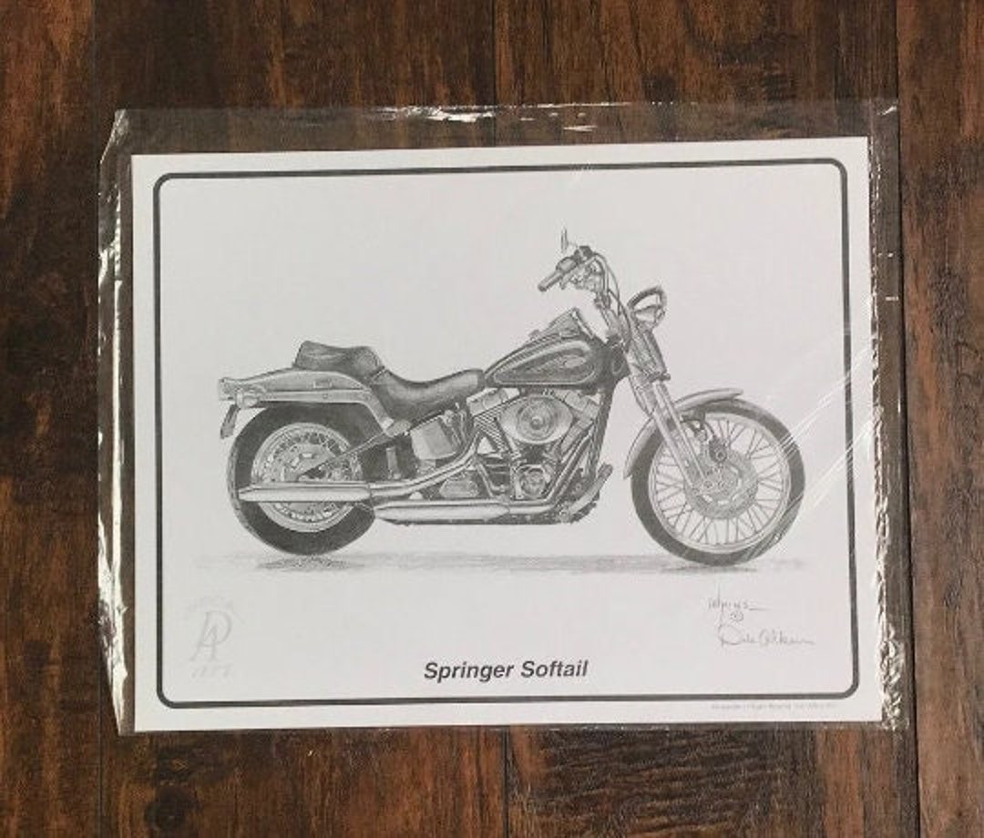 Harley Davidson Springer Softail Print by Dale Adkins Signed Vintage ...