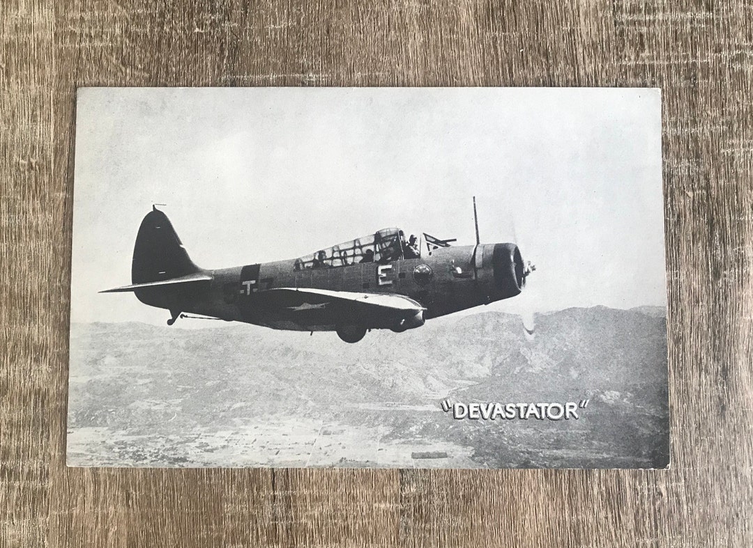 Vintage DEVASTATOR Aircraft Photo Douglas TBD ID Card Fighter Plane ...