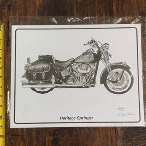 Harley Davidson Heritage Springer Print by Dale Adkins Signed Vintage ...