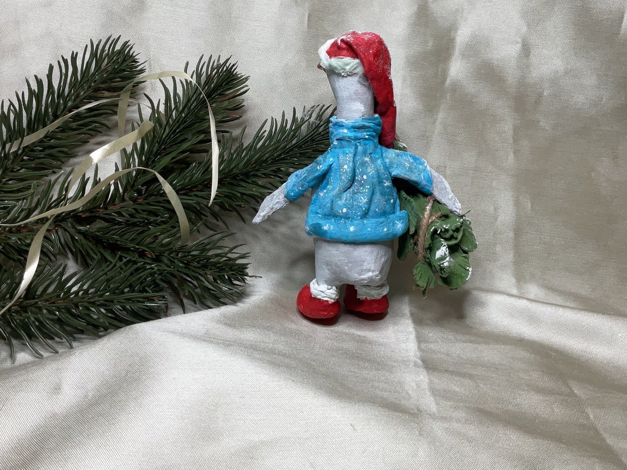 Paper Mache Ornament Goose, Duck Decor, Bird Figurine, Duck Gift, Gift ...