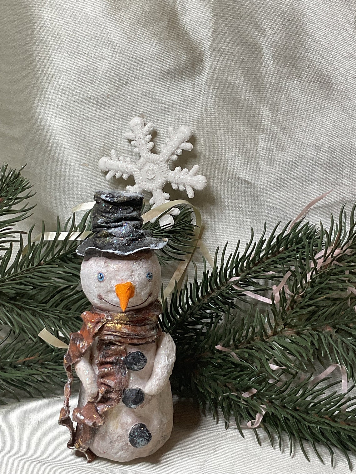 Spun Cotton Ornament Snowman, Snowman Ornament, Snowman Frosty, Happy ...