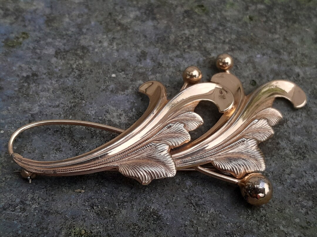 Lovely Vintage Sterling Forstner Gold Tone Leaf Brooch - Etsy