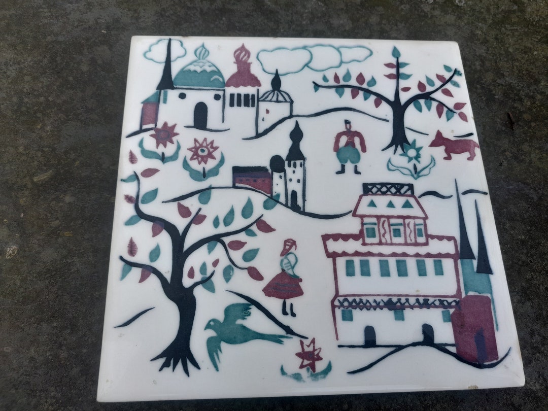 Cute Vintage European Decorative Tile - Etsy