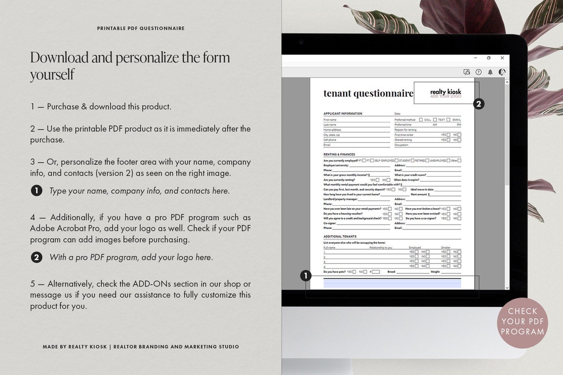 Real Estate Tenant Questionnaire, Tenant Intake Form, Client ...