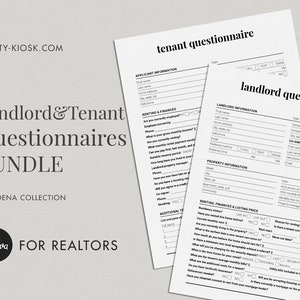 Landlord and Tenant Questionnaire, Canva Template, Landlord ...