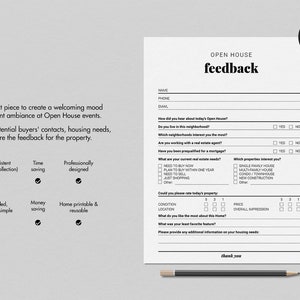 Real Estate Feedback Form, Open House Feedback Form, Buyer ...