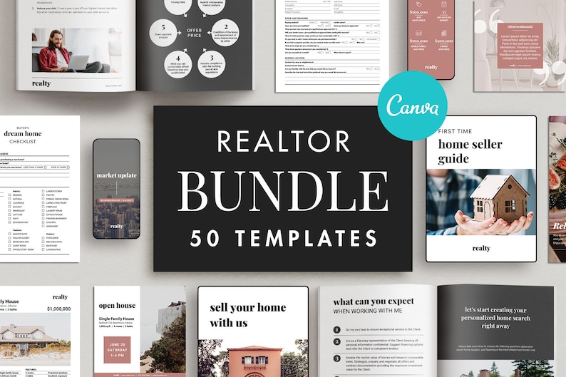 Massive Real Estate Bundle, Realtor Canva Bundle, Home Buyer Guide ...