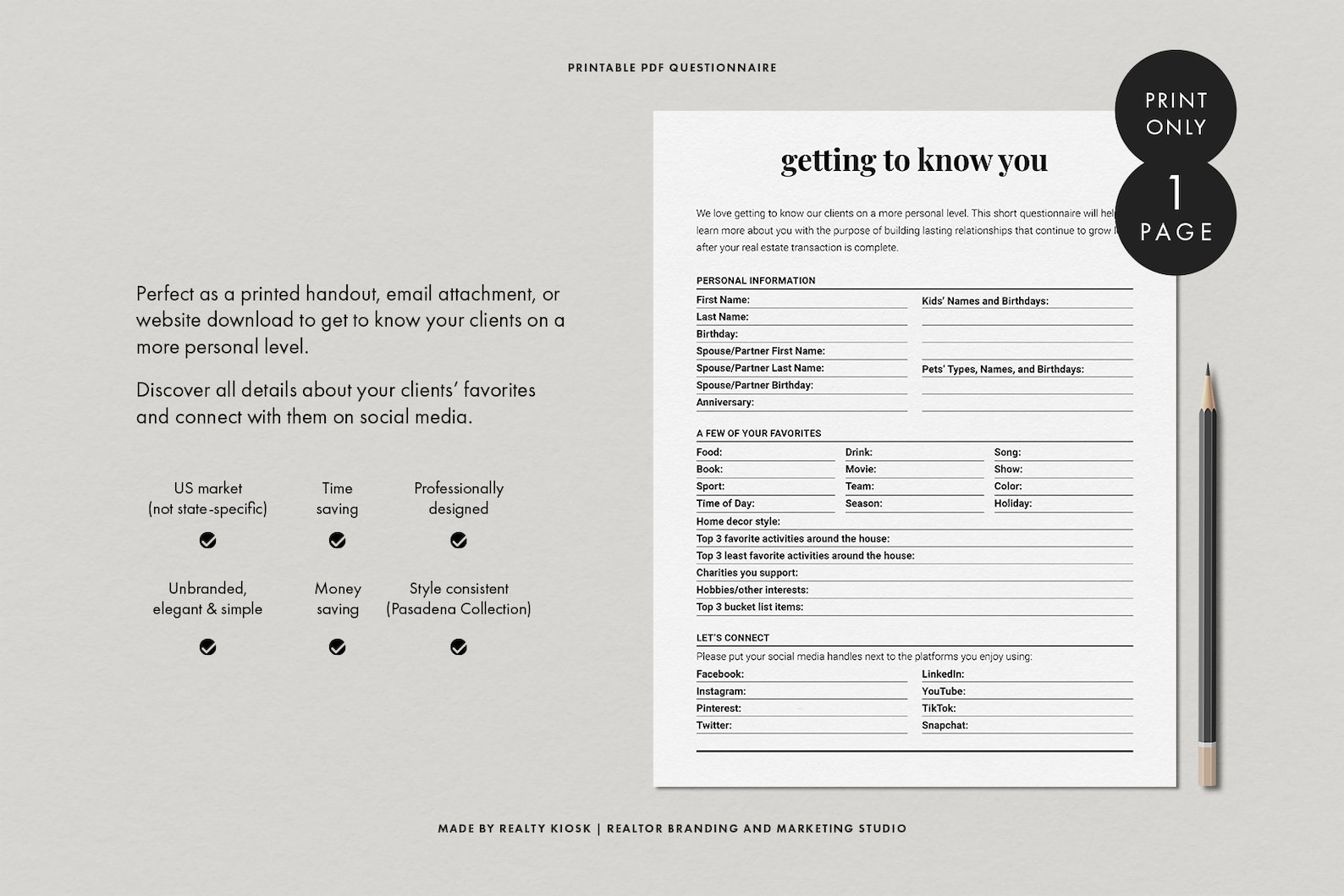 Getting to Know You, Real Estate Client Questionnaire, Getting to Know ...