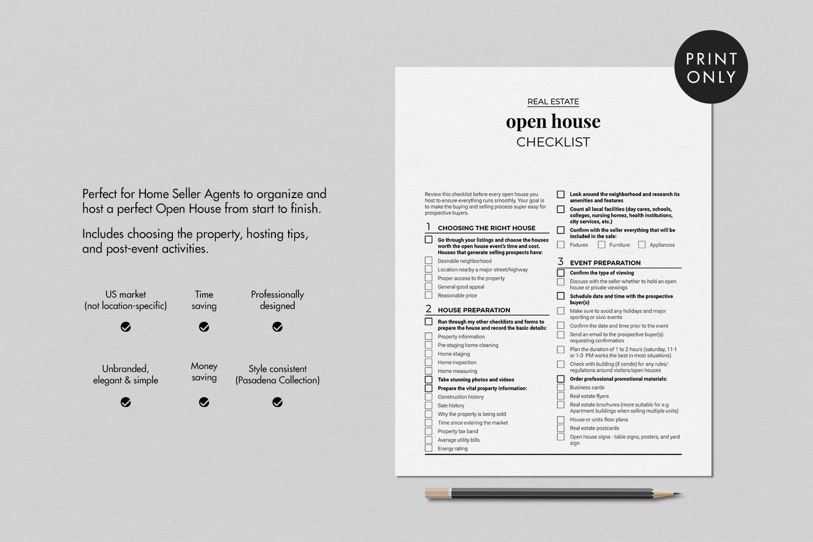 Real Estate Open House Checklist, Open House Marketing Checklist, Home ...