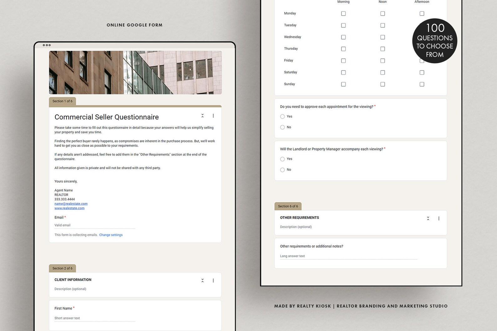 Commercial Real Estate Questionnaires, Realtor Client Forms, Buyer ...