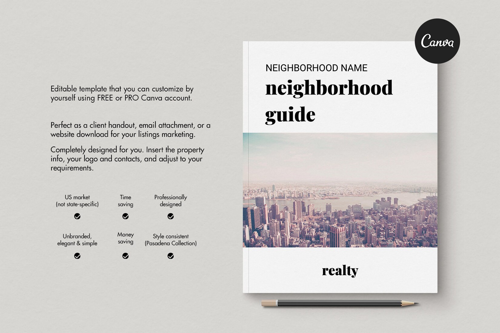 Real Estate Neighborhood Guide Canva Template, Real Estate Community ...
