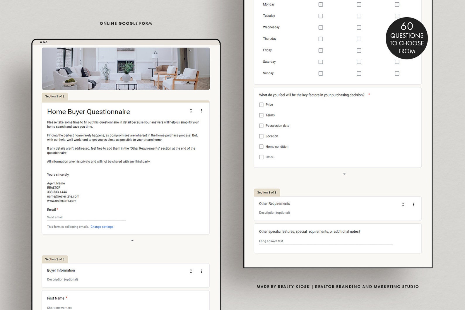 Home Buyer and Seller Intake Form, Real Estate Web Form, Buyer ...