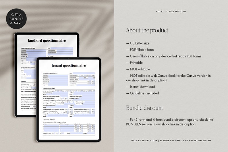 Fillable Real Estate Landlord Form Fillable Landlord - Etsy