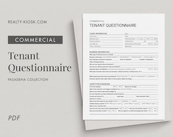 Fillable Real Estate Tenant Form, Tenant Questionnaire, Fillable PDF ...