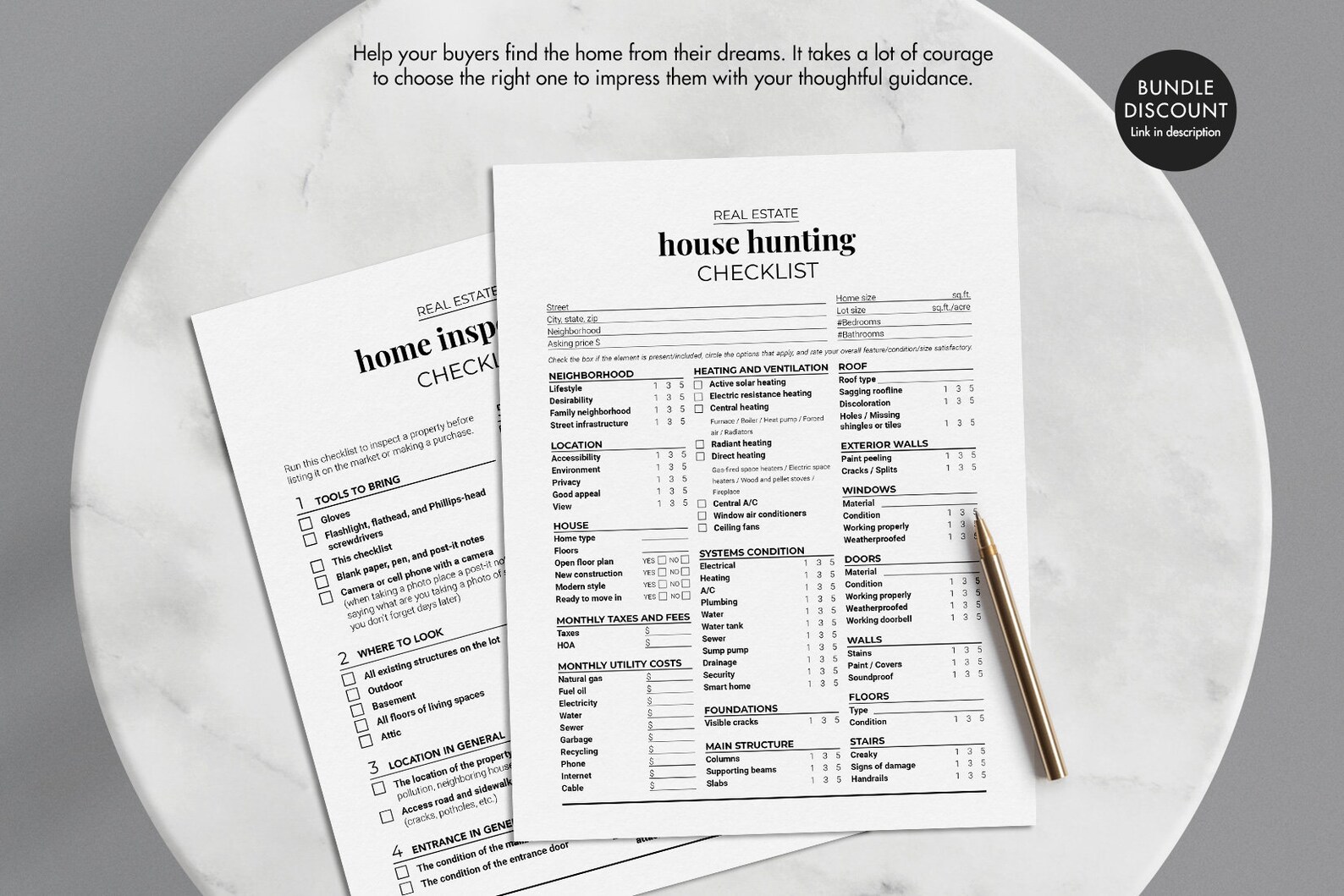 Real Estate House Hunting Checklist, Home Buyer Checklist, Dream Home ...