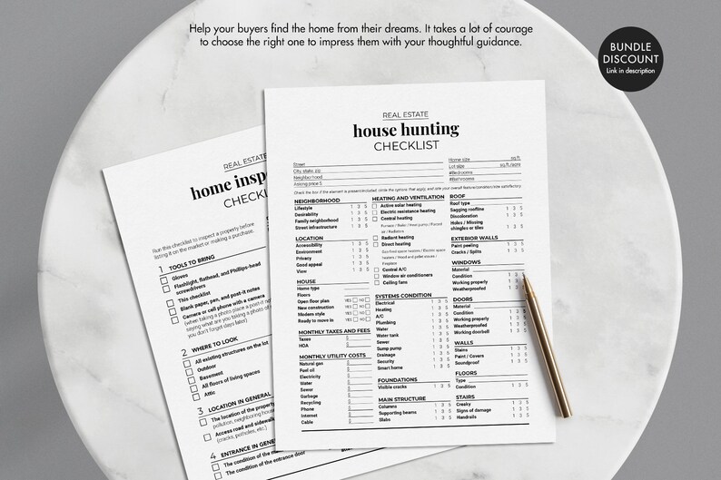 Real Estate House Hunting Checklist, Home Buyer Checklist, Dream Home ...