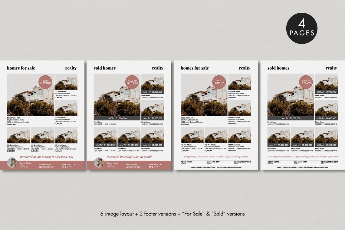 Realtor Multiple Listings Flyer Homes for Sale Recently - Etsy