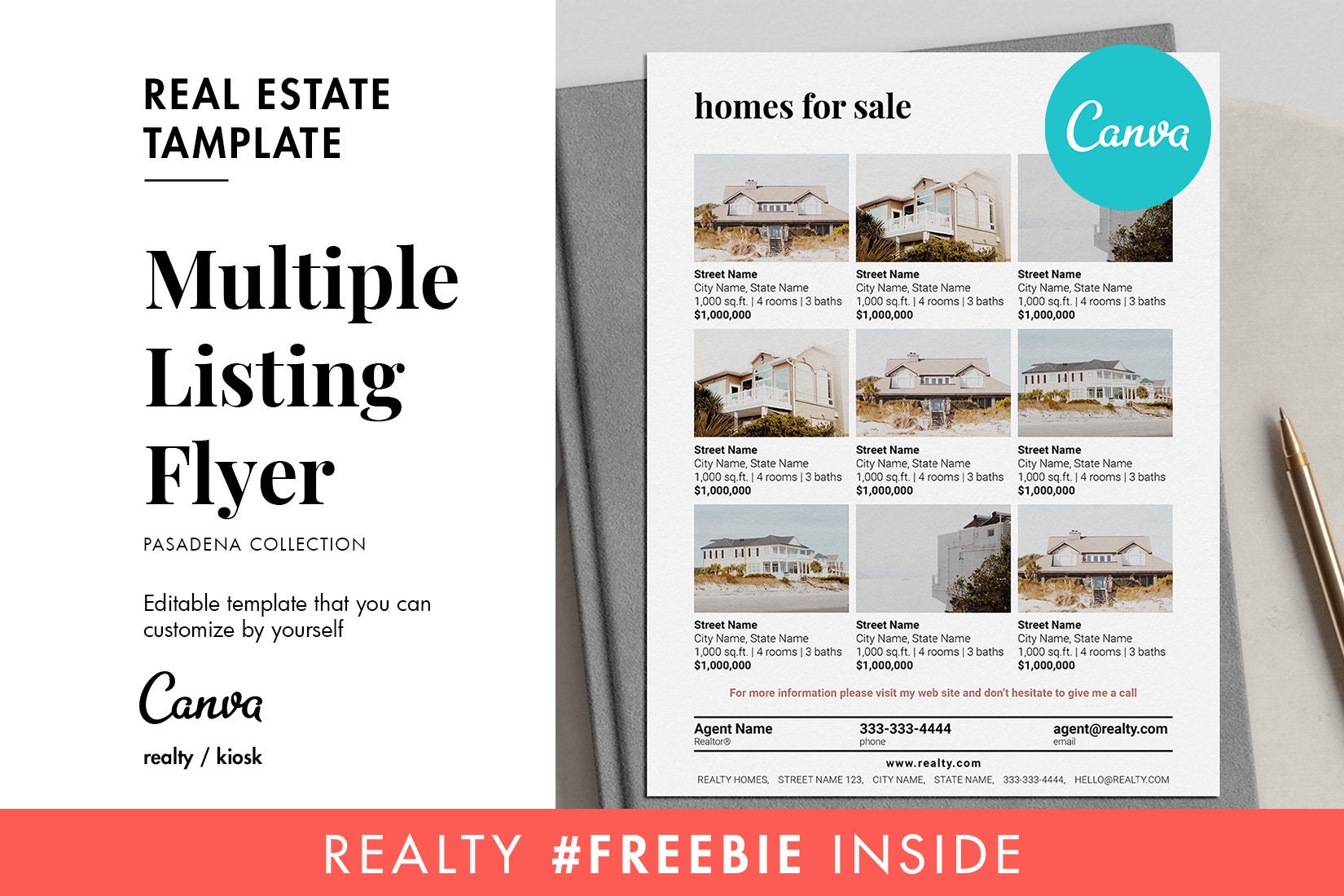 Canva Real Estate Flyer Template Multiple Listings Flyer | Etsy