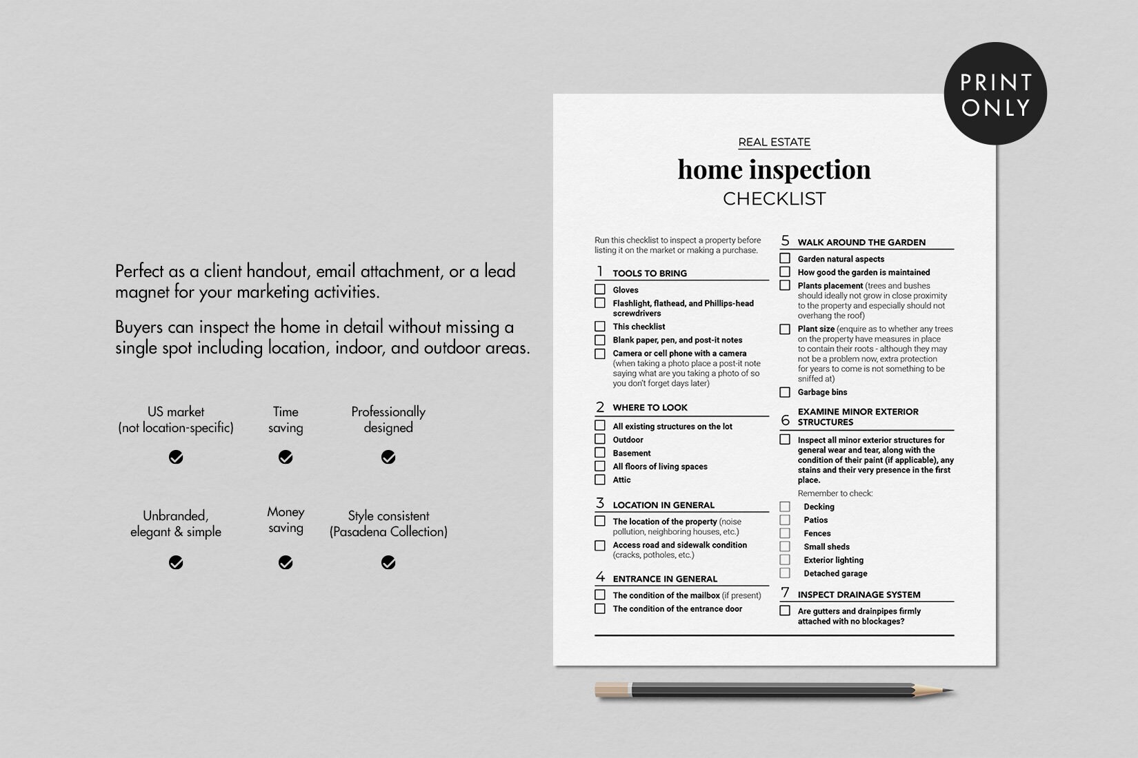 Real Estate Home Inspection Checklist, Home Buyer Checklist, Property ...