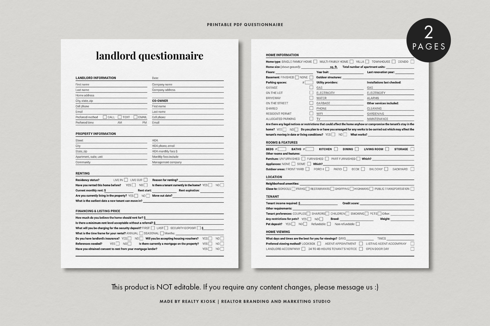 Real Estate Bundle, Buyer Questionnaire, Seller Questionnaire, Client ...