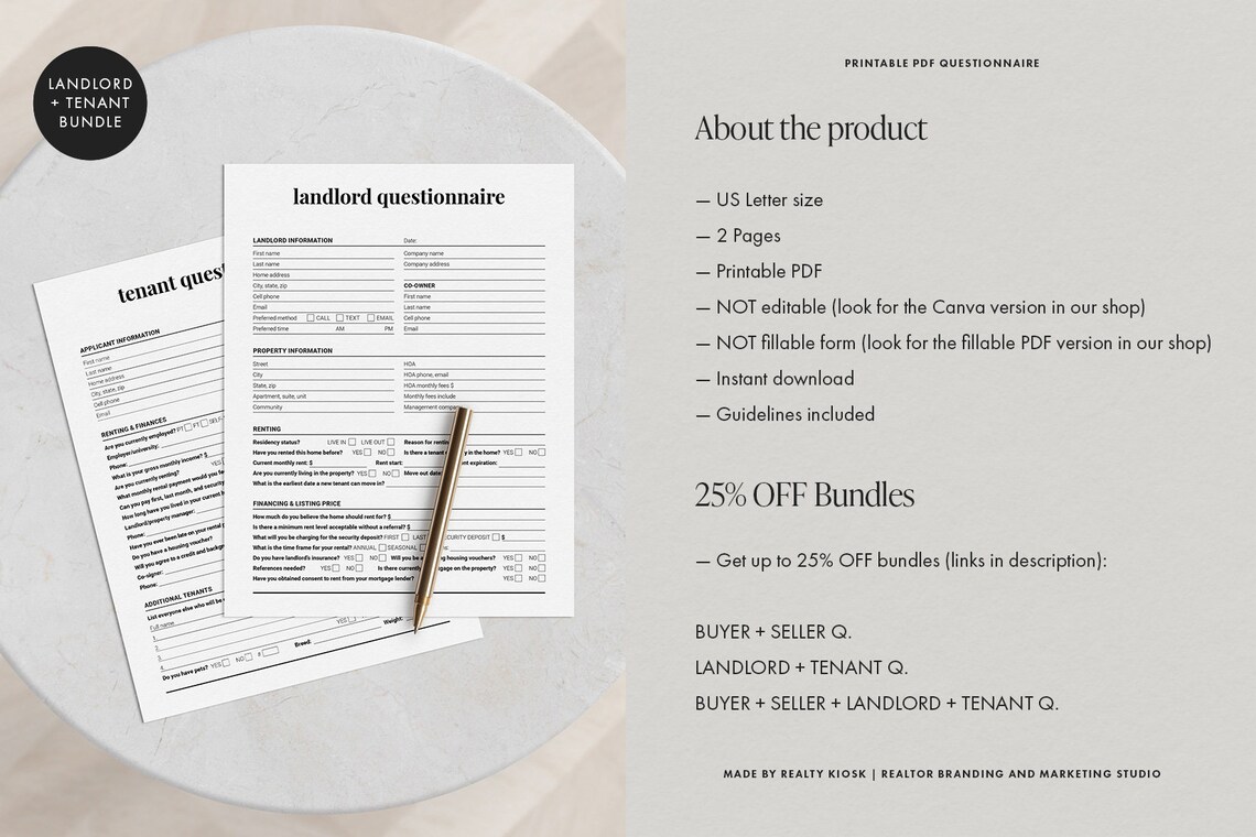 Real Estate Tenant Questionnaire, Tenant Intake Form, Client ...