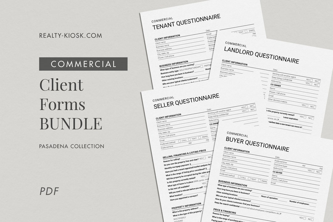 Commercial Real Estate Bundle, Buyer Questionnaire, Seller ...