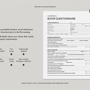 Commercial Real Estate Bundle, Buyer Questionnaire, Seller ...