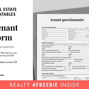 Real Estate Tenant Questionnaire Tenant Form Client | Etsy