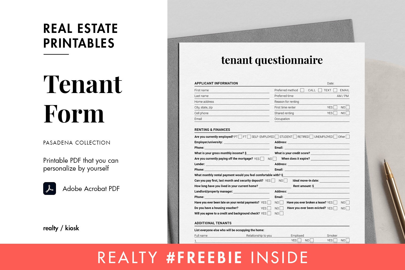 Real Estate Tenant Questionnaire Tenant Form Client | Etsy