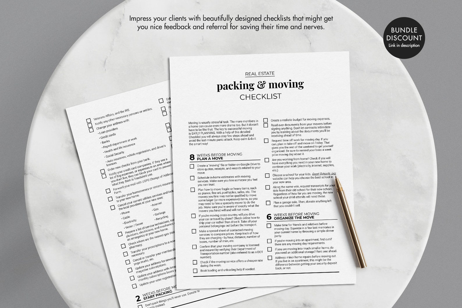 Real Estate Moving Checklist, Packing Checklist, Home Moving Checklist ...