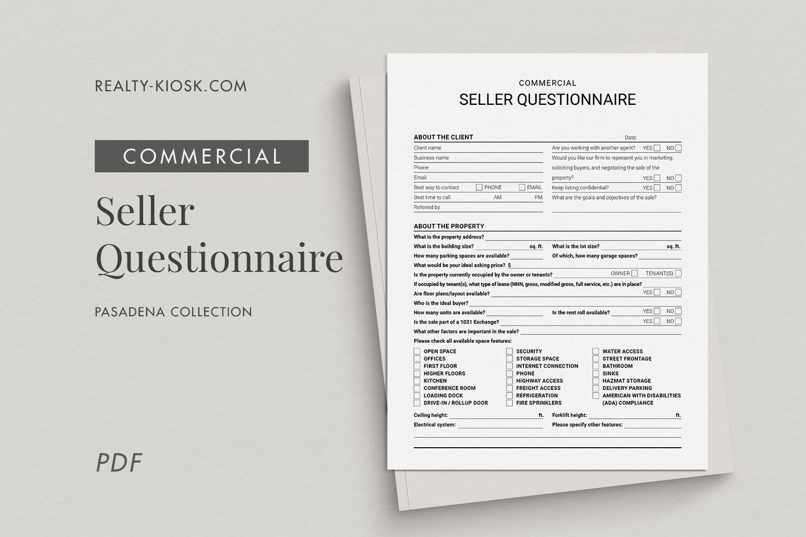 Commercial Real Estate Seller Questionnaire Commercial - Etsy