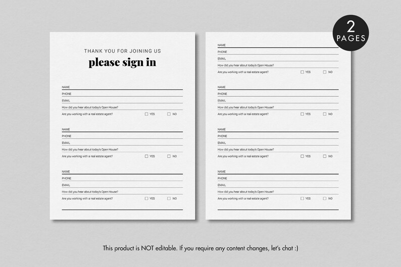 Real Estate Open House Sign In Open House Sign in Sheet - Etsy