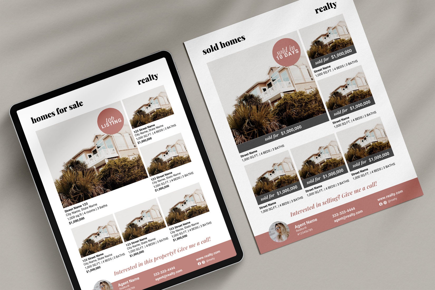 Realtor Multiple Listings Flyer, Homes for Sale, Recently Sold, Real ...