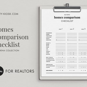 Homes Comparison Checklist, Home Search List, First Time Home Buyer ...