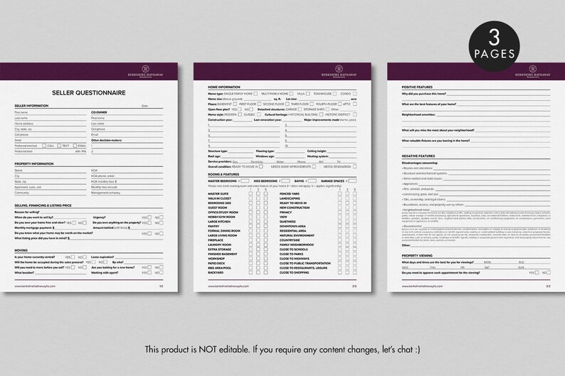 Berkshire Hathaway Seller Questionnaire, Client Consultation Form ...